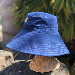 Wide Brim Beach Hat, Corduroy Bucket Hat, Blue Hat, Gift for Gardener ...