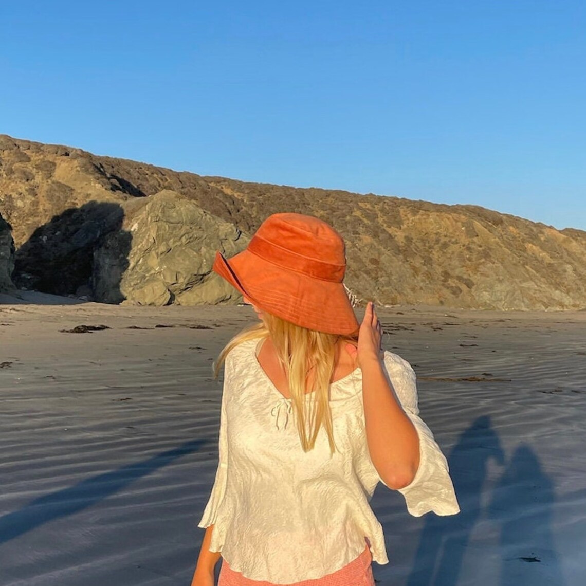 Wide Brim Bucket Hat Rust Corduroy Hat Large Brim Sun - Etsy