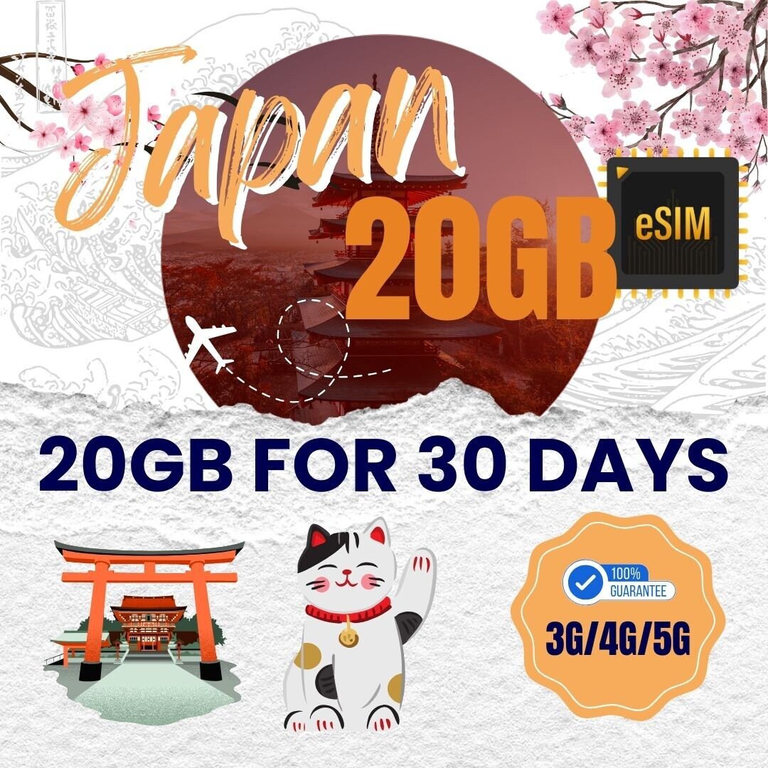 Japan Esim 3G/4G/5G Network 7/15/30 Days | Email Delivery - Etsy