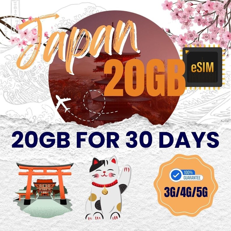 Japan Esim 3G/4G/5G Network 7/15/30 Days Email Delivery - Etsy
