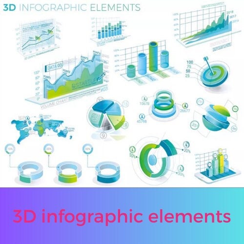 3D Infographics Modern Business Elements Collection EPS File ...