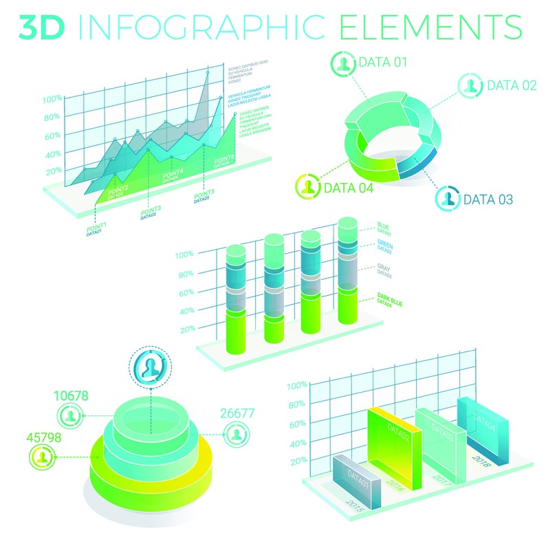 3D Infographics Modern Business Elements Collection EPS File ...