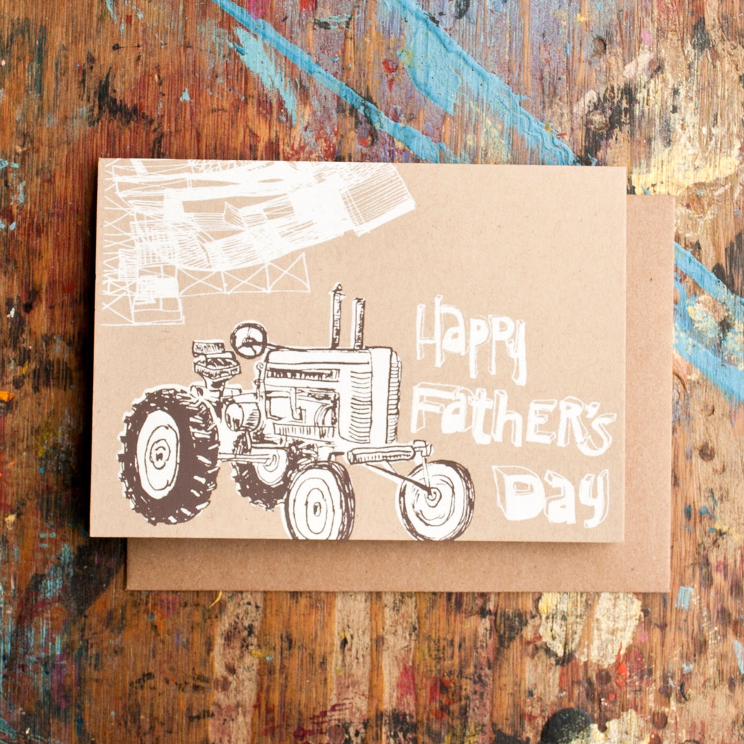 Happy Father's Day Tractor (FAT-01) Farmer Countryside Kraft Paper ...