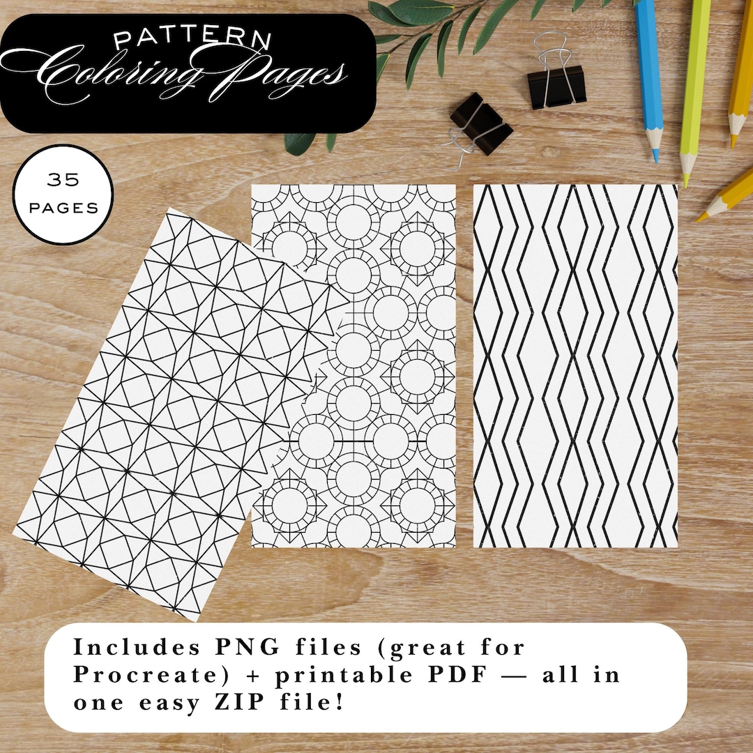 35 Pattern Coloring Pages for Adults and Kids | A4 Size PDF & PNG ...