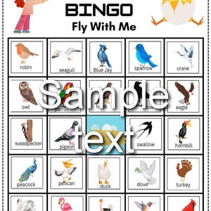Birds Bingo Game Printable - 50 Cards | Fun Learning for Kids | Bird ...