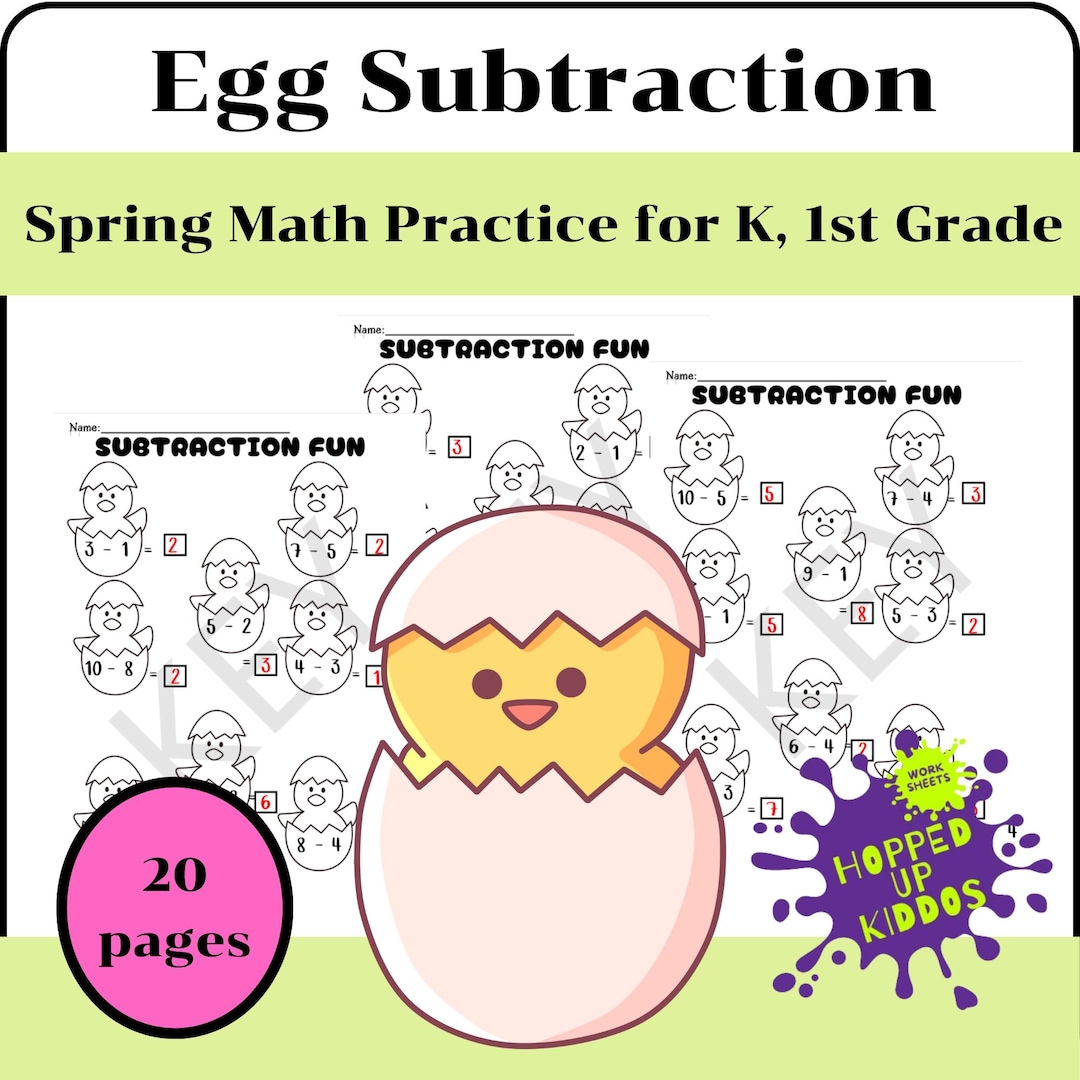 Egg Subtraction Fun Worksheets for Kids 10-page Printable Math Activity ...