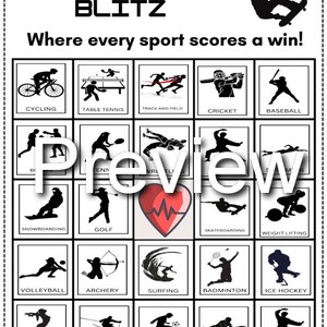 Sports Bingo Shadow Game | 24 Sport Silhouettes for Kids | Fun ...