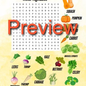 Vegetable Word Search Puzzle Book for Kids | 17 Fun Pages + Answer Key ...