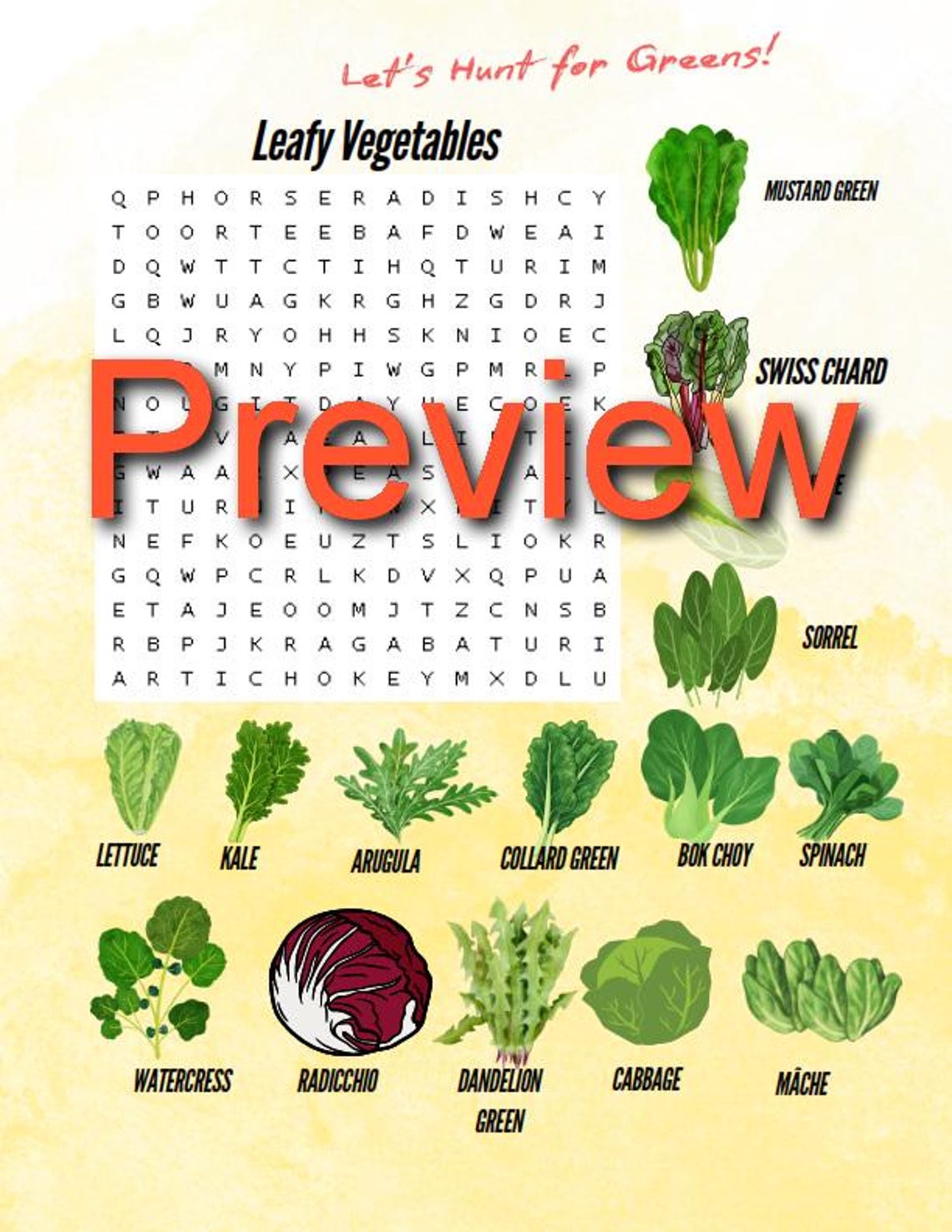 Vegetable Word Search Puzzle Book for Kids | 17 Fun Pages + Answer Key ...