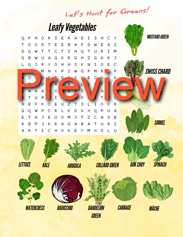 Vegetable Word Search Puzzle Book for Kids | Printable Activity (ages 6 ...