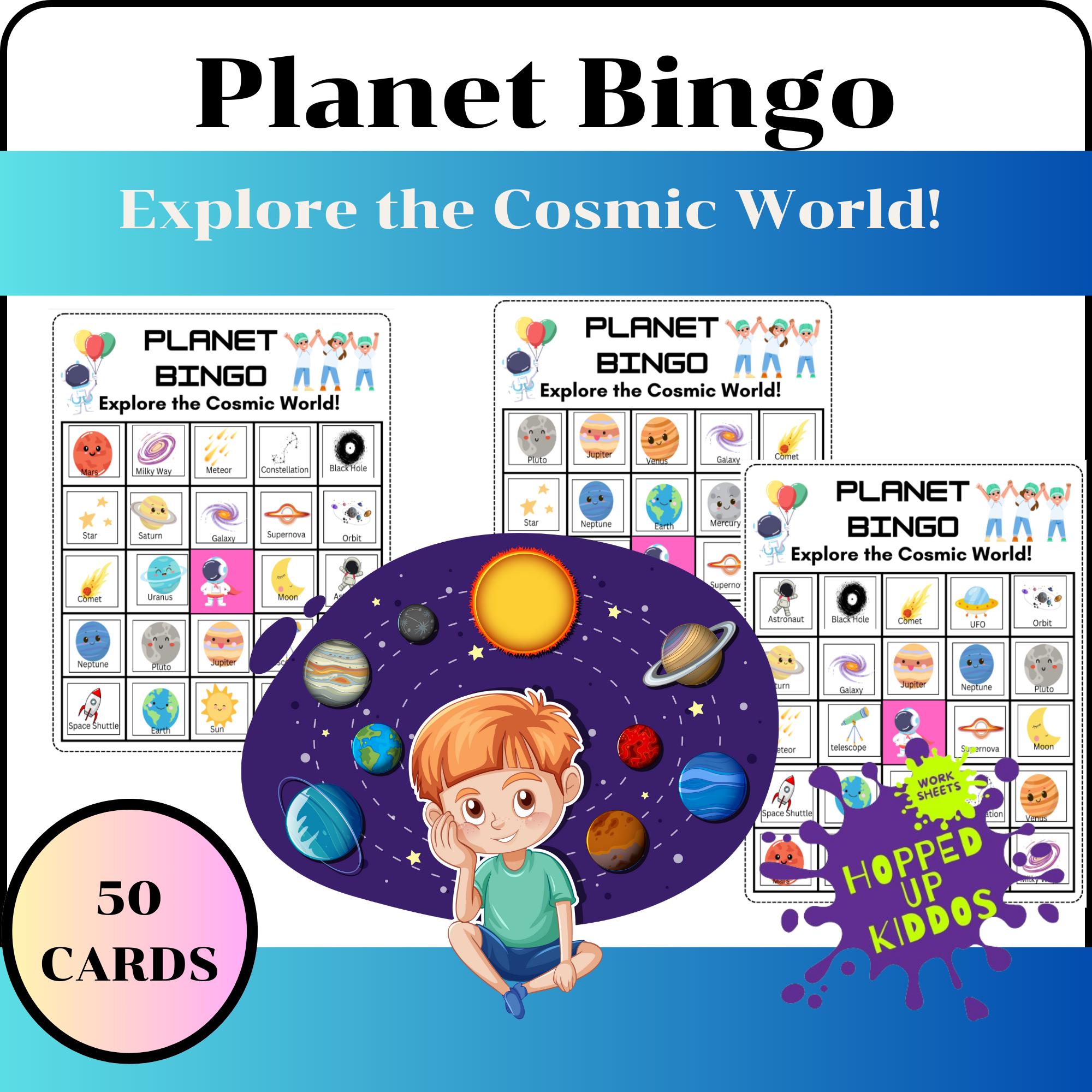 50 Planet Bingo Game Prefilled Cards - Explore the Cosmic World!, PDF ...