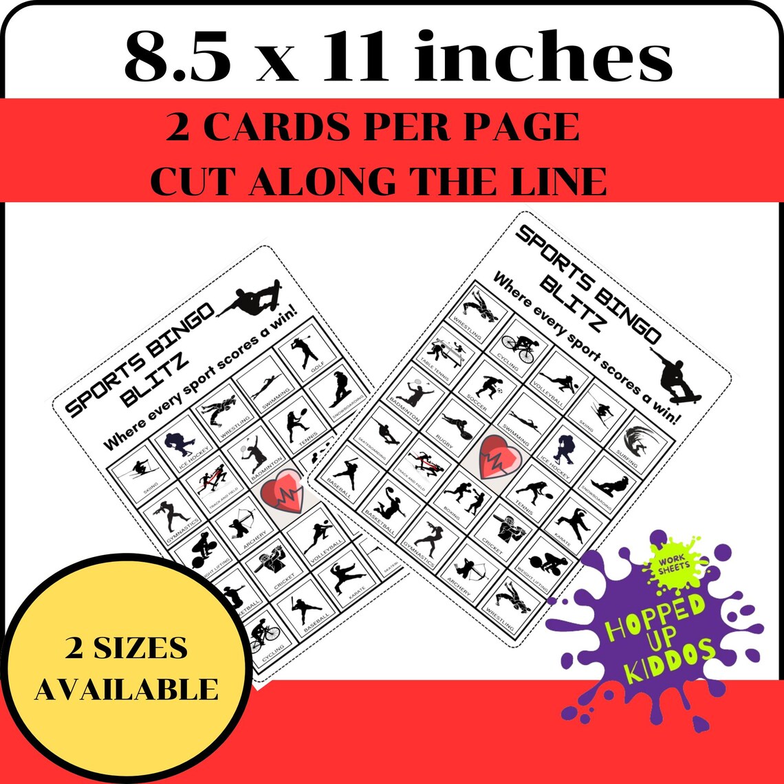 Sports Bingo Shadow Game | 24 Sport Silhouettes for Kids | Fun ...