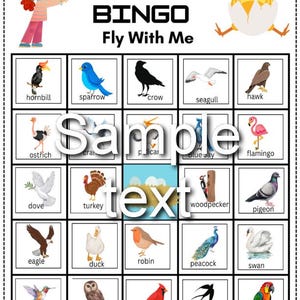 Birds Bingo Game Printable - 50 Cards | Fun Learning for Kids | Bird ...