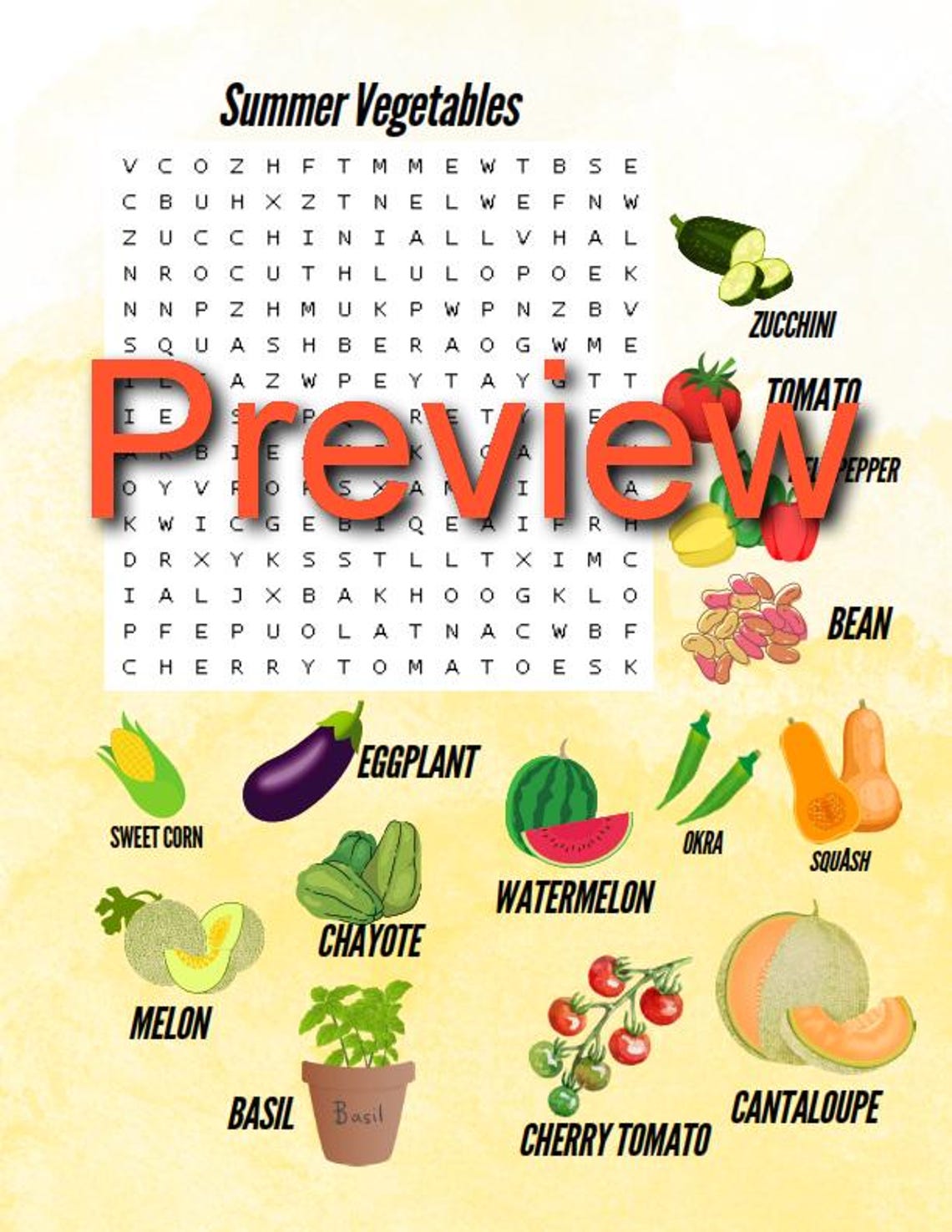 Vegetable Word Search Puzzle Book for Kids | 17 Fun Pages + Answer Key ...