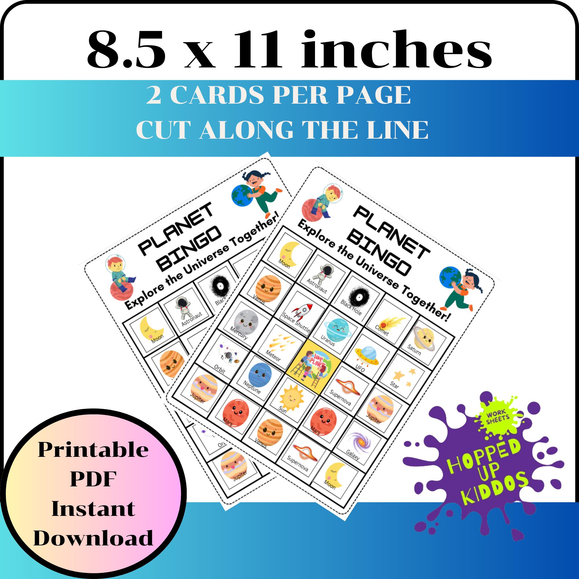 50 Planet Bingo Game Prefilled Cards - Explore the Cosmic World!, PDF ...