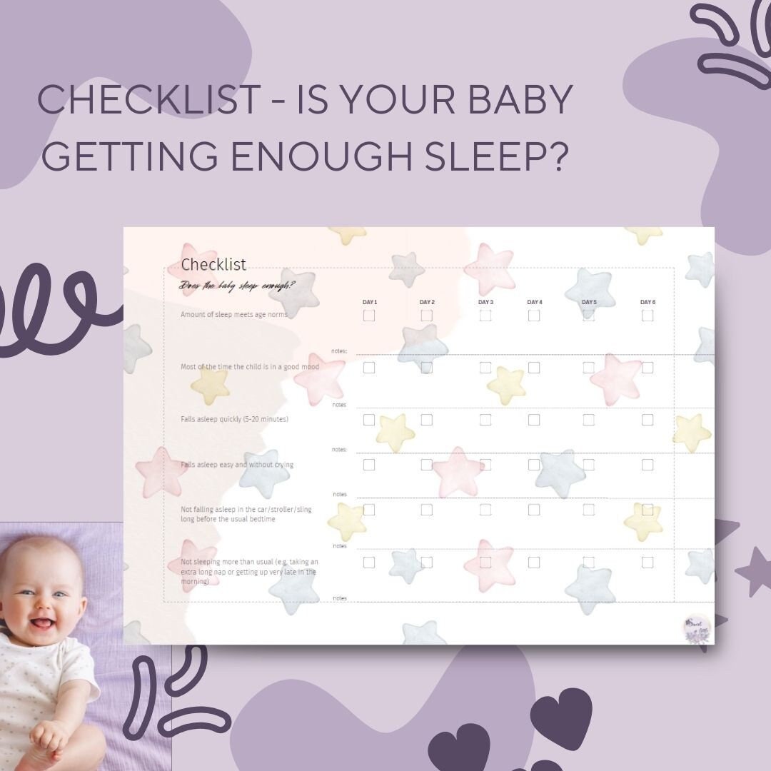 Baby Sleep Checklist, Enough Sleep, Toddler and Baby Sleep Worksheep ...