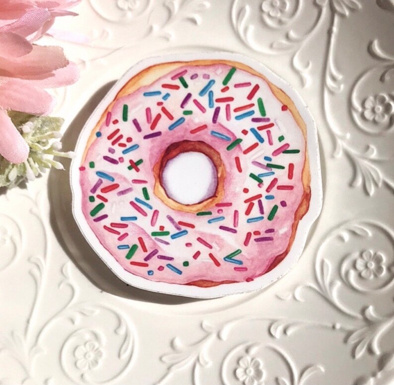Pink Frosted Sprinkles Donut Retro Vinyl Sticker - Etsy