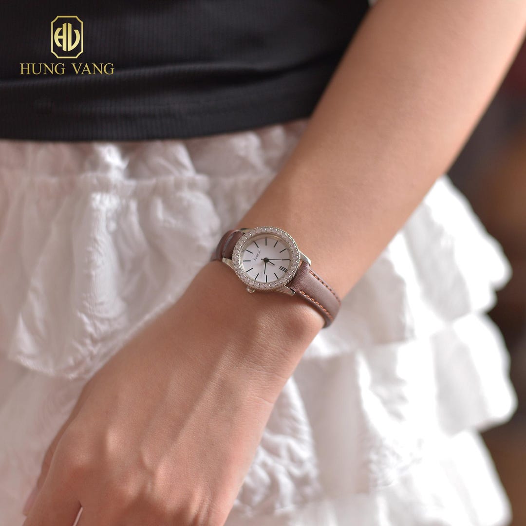 Elegant Handcrafted Silver Watch With Gemstones Custom Name Engraving ...