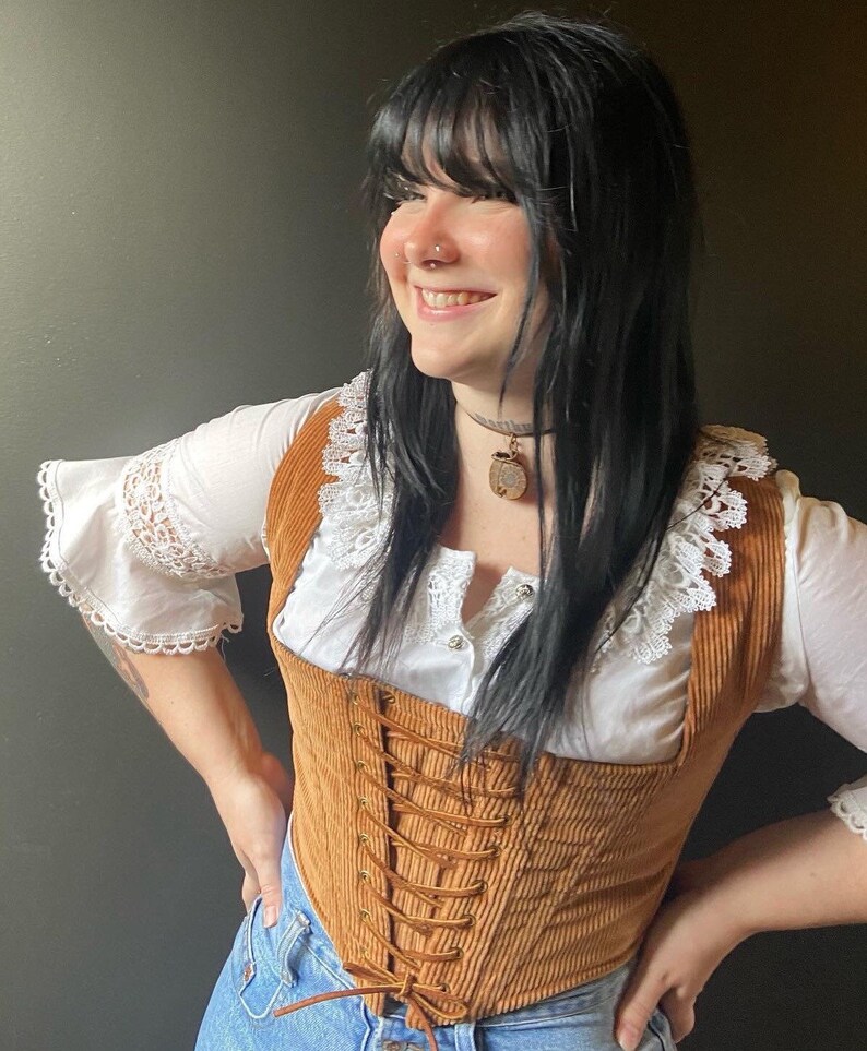 Boned Custom Bodice Reversible Corset Lacing Vest Colonial - Etsy