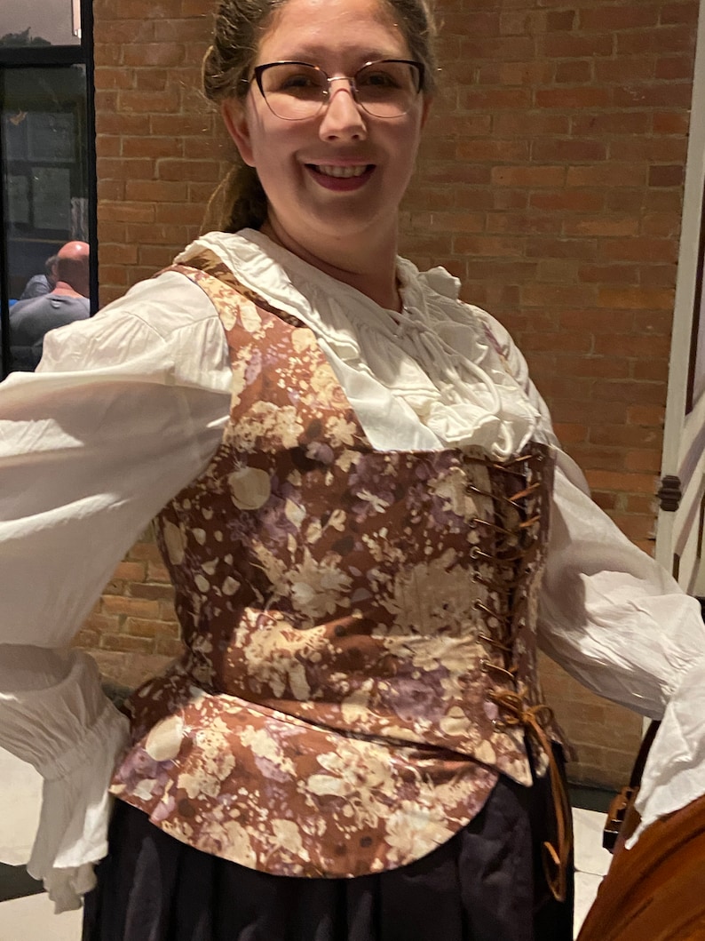 Boned Custom Bodice Reversible Corset Lacing Vest Colonial - Etsy