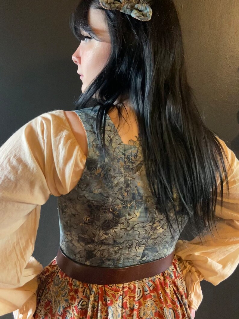 Boned Custom Bodice Reversible Corset Lacing Vest Colonial - Etsy