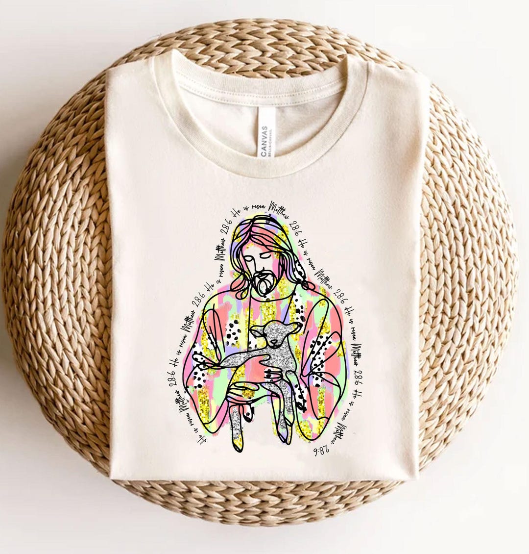 Brush Stroke Jesus Shirt, He is Risen Shirt, Easter Bible Verse Shirt ...