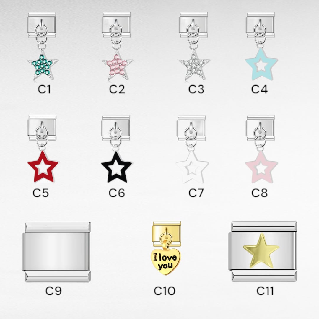 Italian Bracelet Star Charms, 9MM Charms, Stainless Steel Charms ...