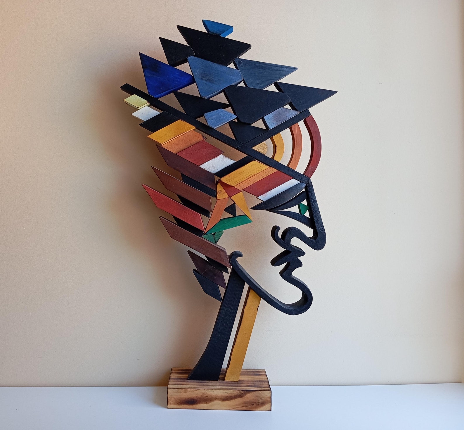 New Wood Sculpture. Original Profile Work. Artistic Decoration ...