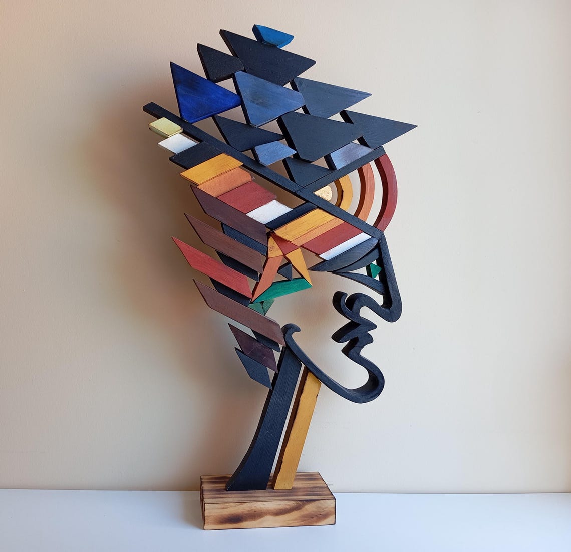 New Wood Sculpture. Original Profile Work. Artistic Decoration ...