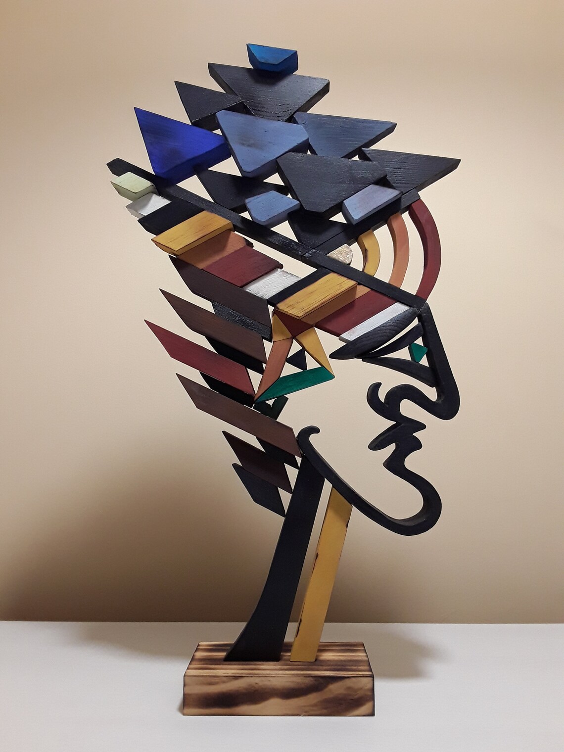 New Wood Sculpture. Original Profile Work. Artistic Decoration ...