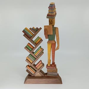 Modern Reading Figure, Elegant Wooden Figure, Art Inspired in Books ...