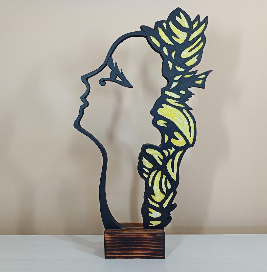 Wooden Woman Silhouette Sculpture: Handmade Minimalist Abstract ...