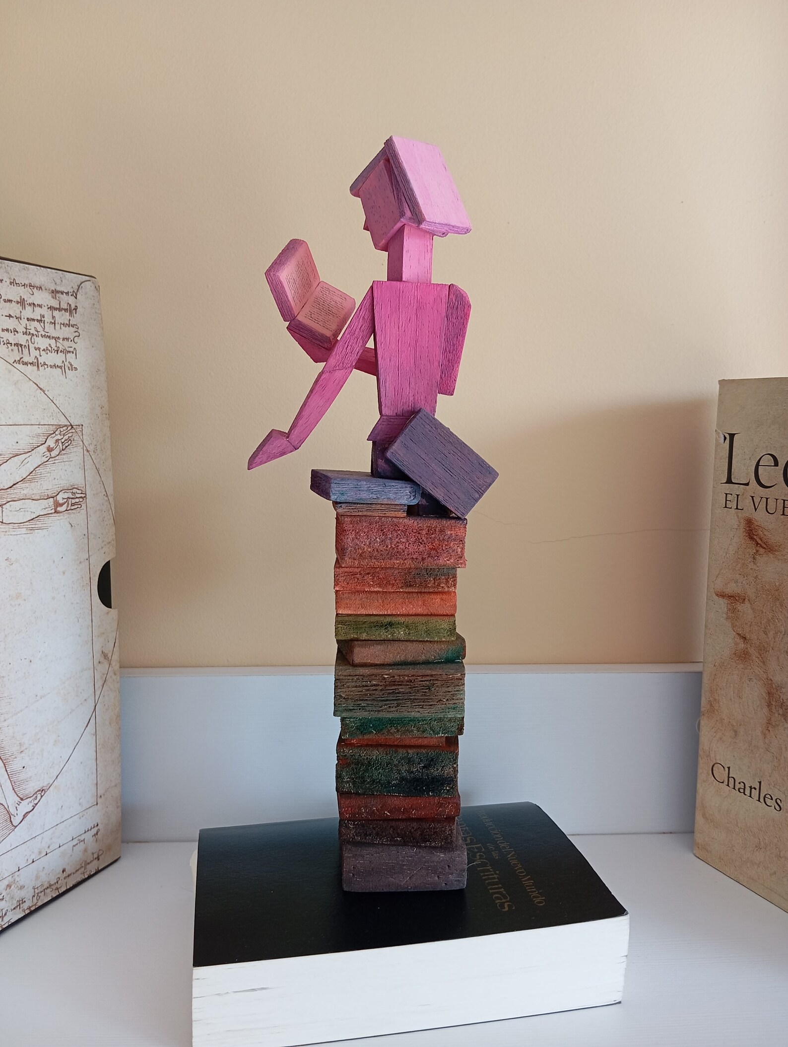 Reader Wooden Sculpture. Original Artwork. Artistic Decoration ...