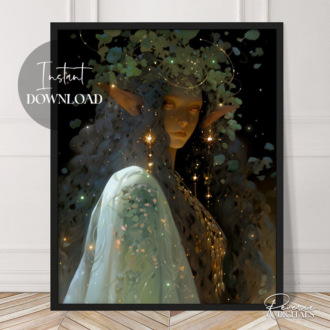Magical Elf and Starlight Fantasy Art Instant Download Whimsical ...