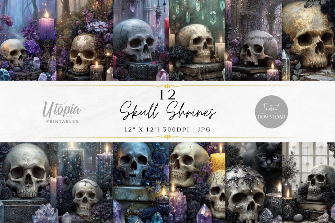 Skull Shrines Scrapbook Paper | Dark Fantasy Goth Gothic Witchcore ...