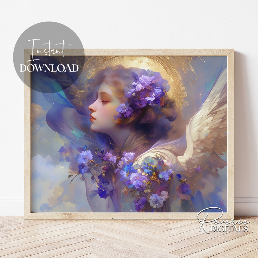 Surreal Purple Angel Instant Download Beautiful Female Art Printable ...