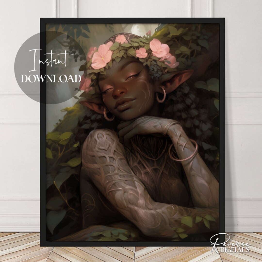 Smiling Fae Elf Fantasy Art Instant Download Whimsical Beautiful Female ...