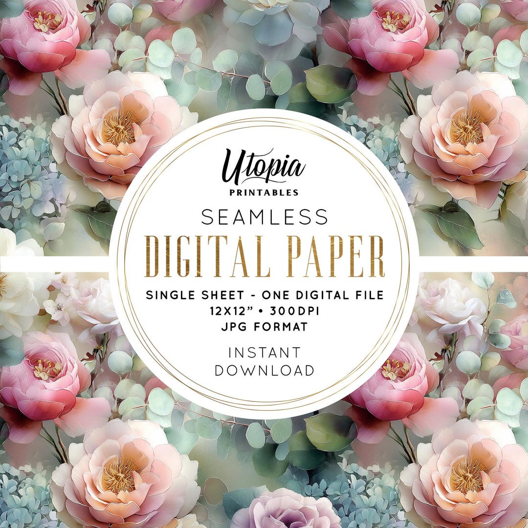 Buy ONE Seamless Pastel Flower Pattern | Floral Pink Mint Green ...