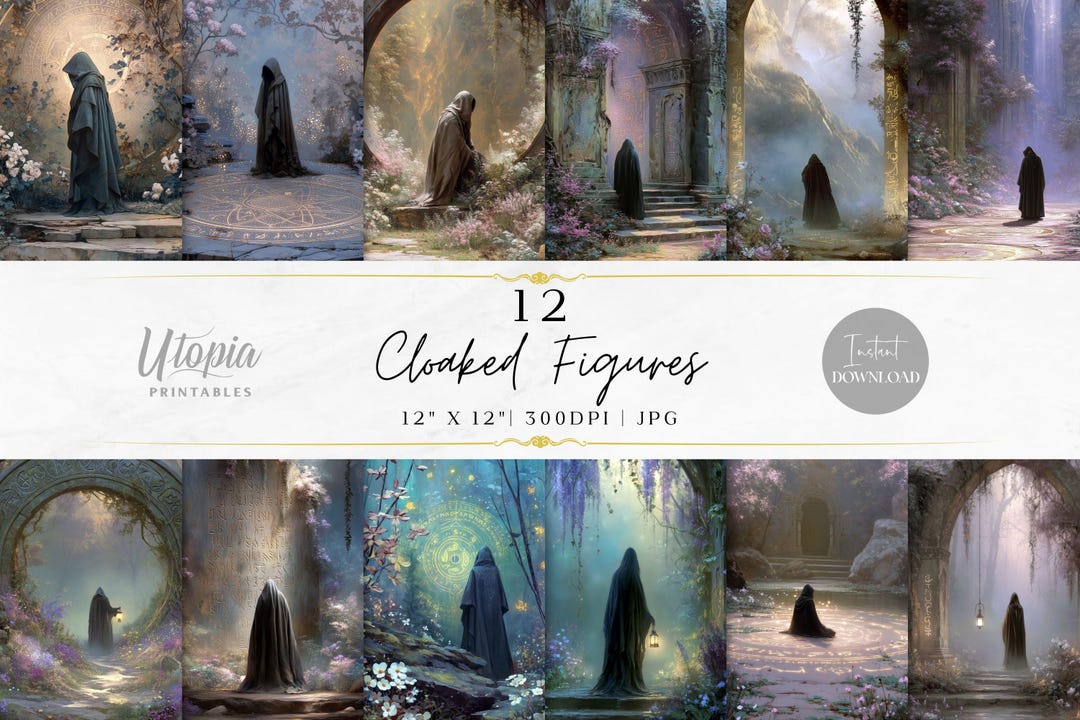 Cloaked Figures Scrapbook Paper | Fantasy Art Mysterious Magic Mystical ...