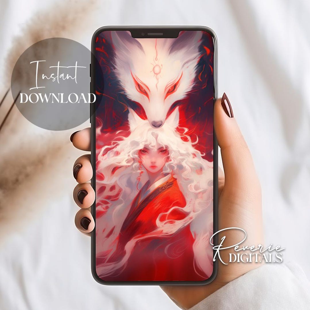 Kitsune Fox Spirit Anime Girl Phone Wallpaper Background for iPhone ...