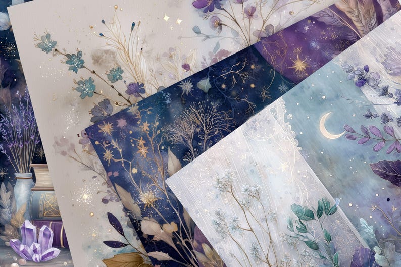 Witch's Room Scrapbook Paper | Magic Witchcore Purple Fantasy Art ...