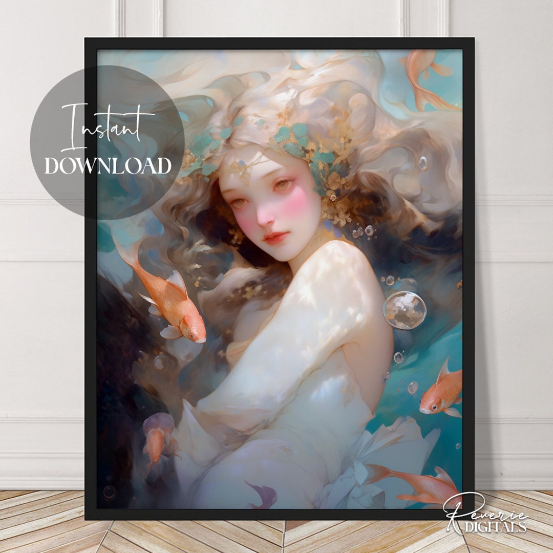 Naiad Water Nymph Fantasy Art Instant Download Whimsical Beautiful ...