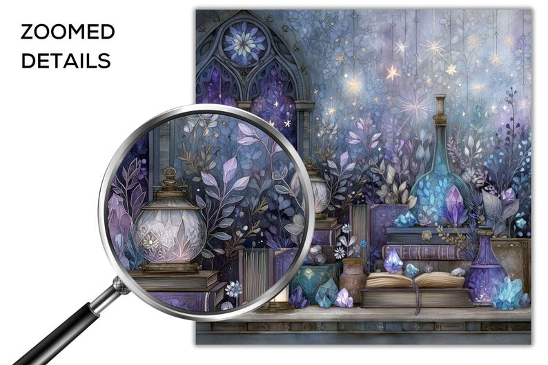 Witch's Room Scrapbook Paper | Magic Witchcore Purple Fantasy Art ...