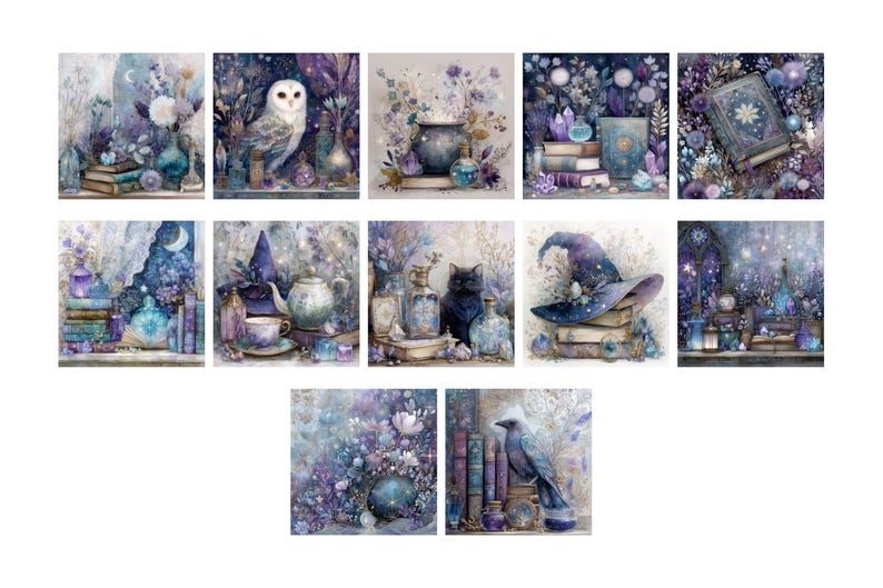 Witch's Room Scrapbook Paper | Magic Witchcore Purple Fantasy Art ...