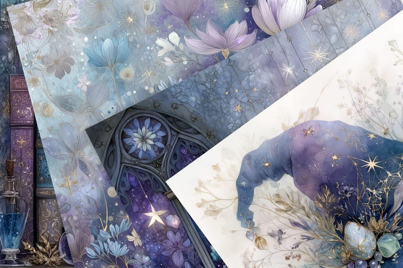 Witch's Room Scrapbook Paper | Magic Witchcore Purple Fantasy Art ...