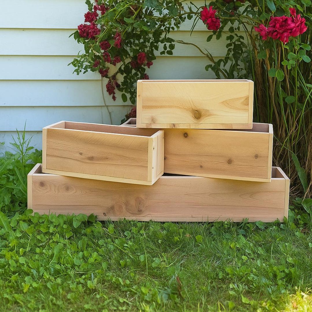 Handmade Red Cedar Window Planter Box: Flower Box for Garden & Home ...