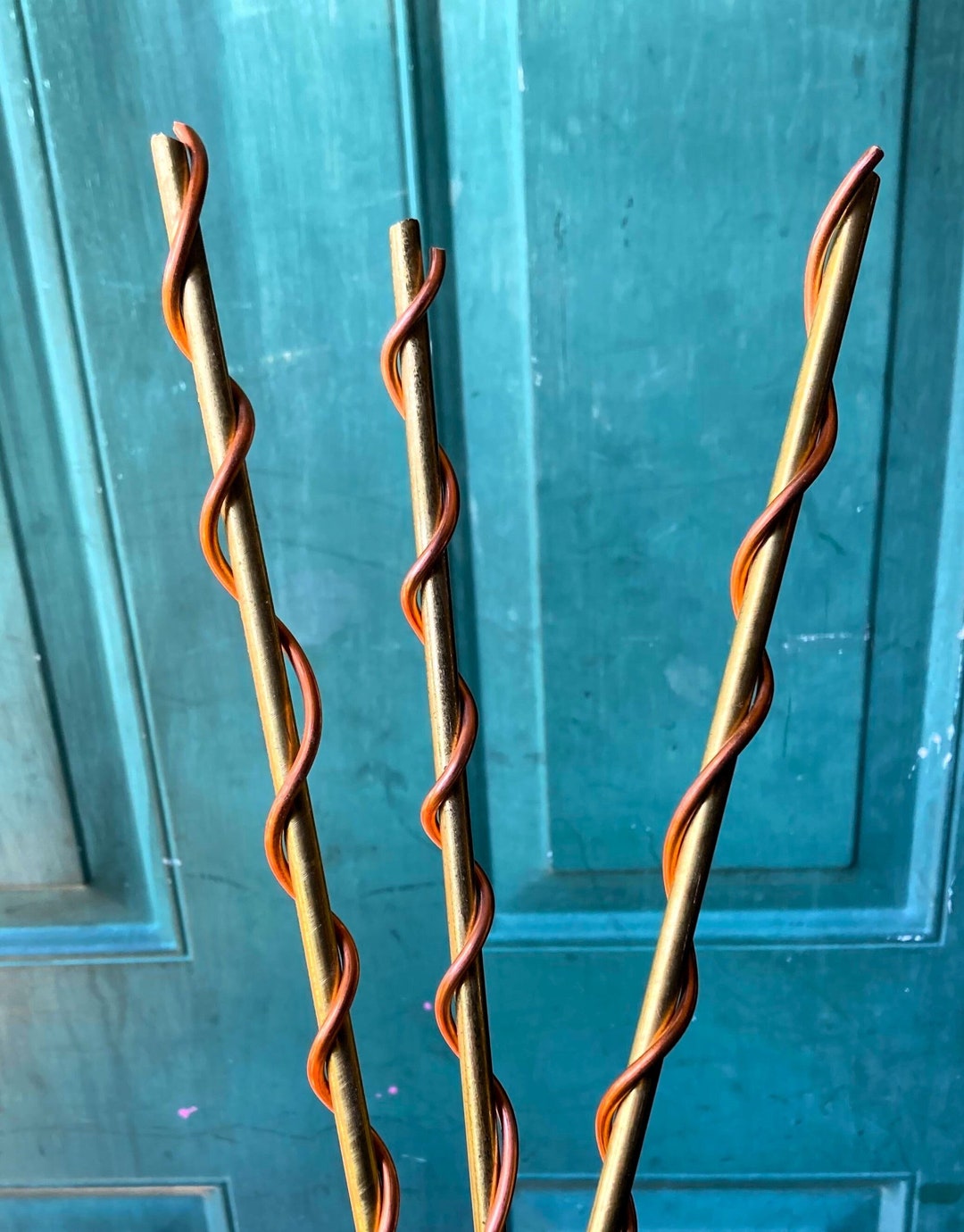 Electroculture Copper Coil Antenna Brass Plant Stakes for Gardening and ...