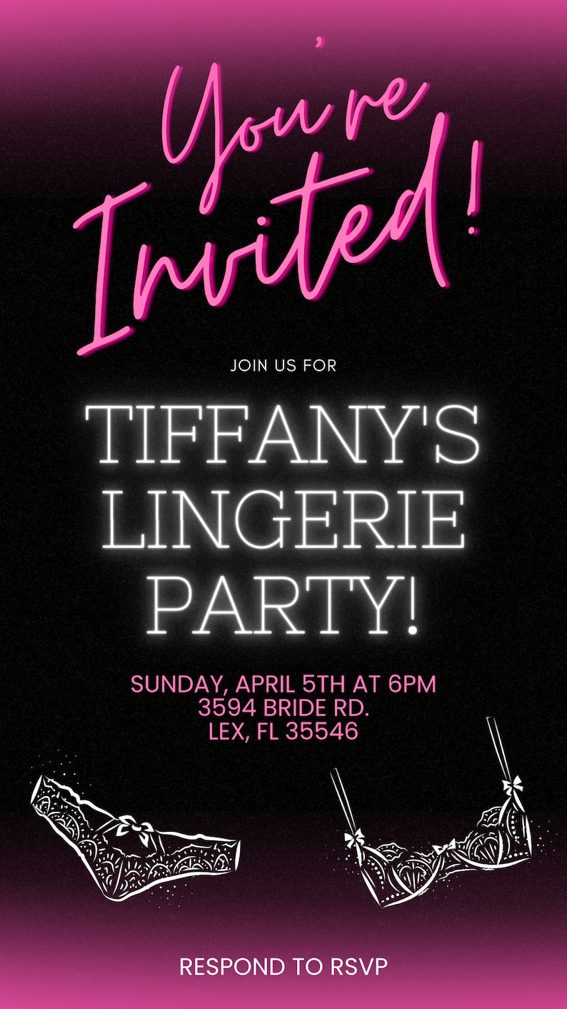 Editable Digital Lingerie Party Girls Night Out Invite Bachelorette