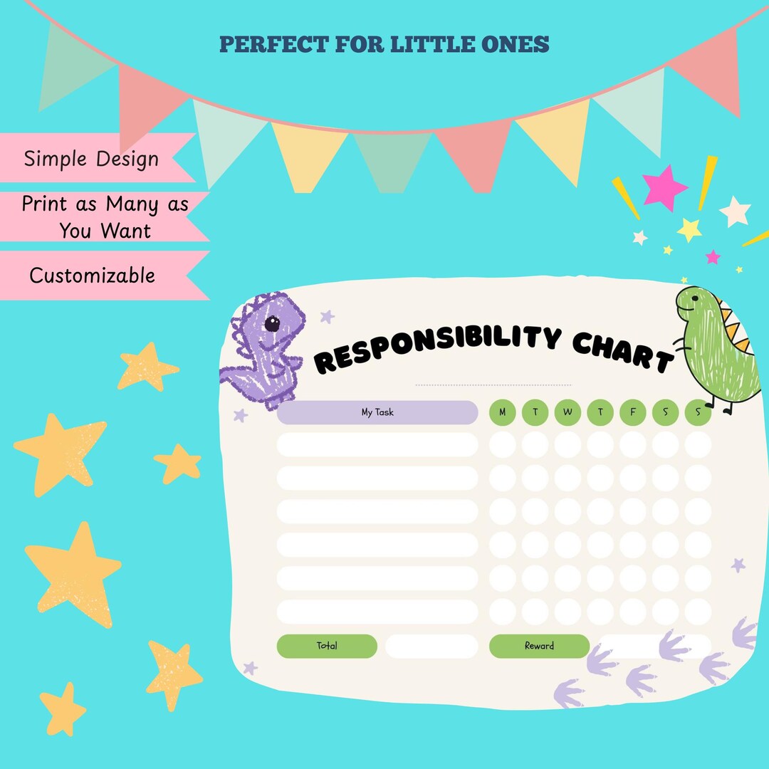 Editable Digital Chore Chart|dinosaur Chore Chart|responsibility Chart ...