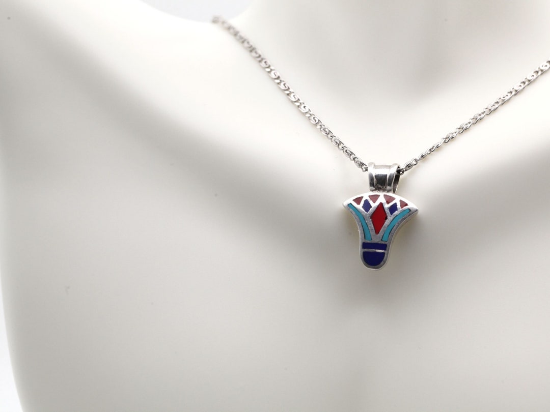 Lotus Silver Flower Pendant Pharaonic Ancient Egyptian Jewelry Necklace ...